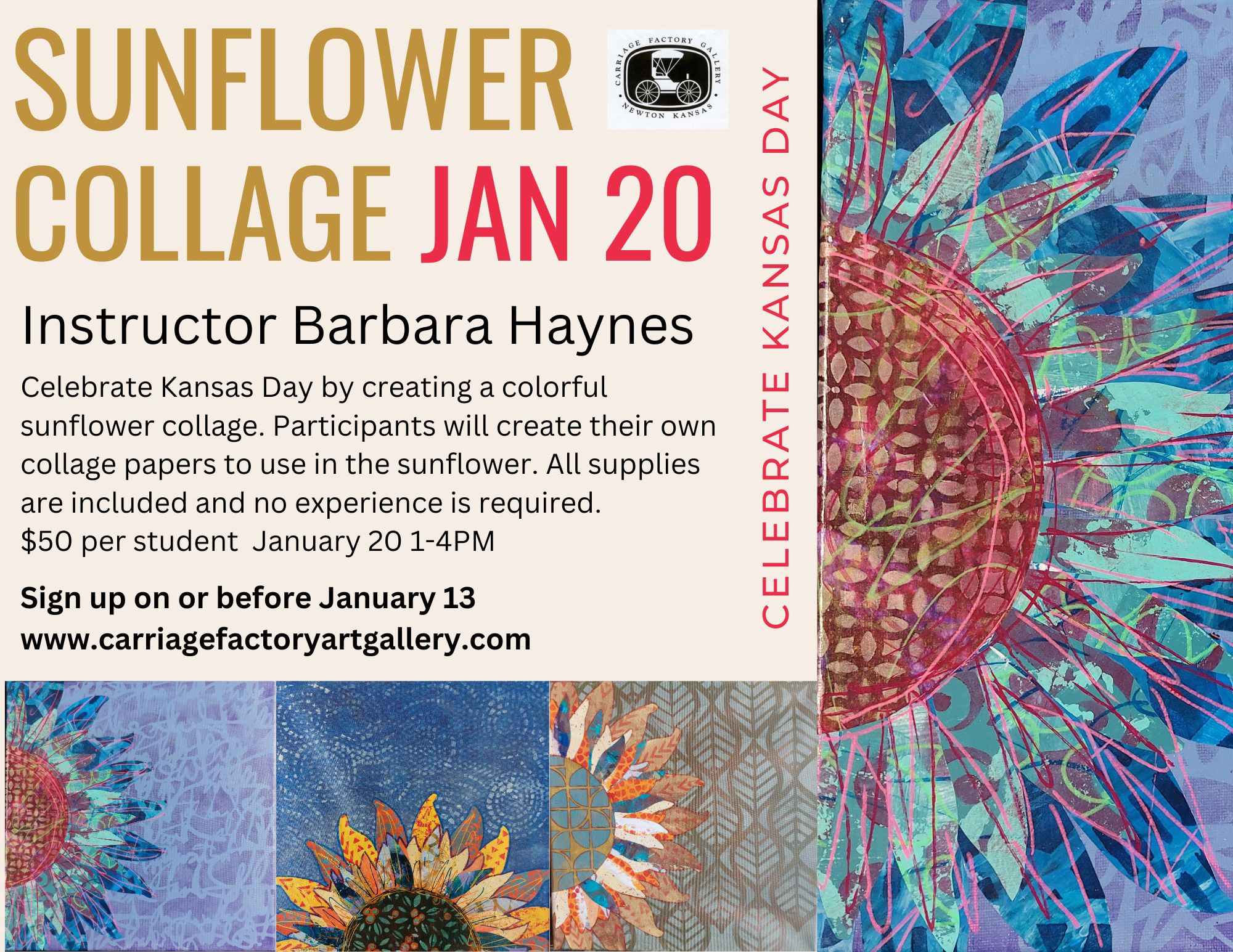 Sunflower Collage Class - Carriage Factory Art Gallery