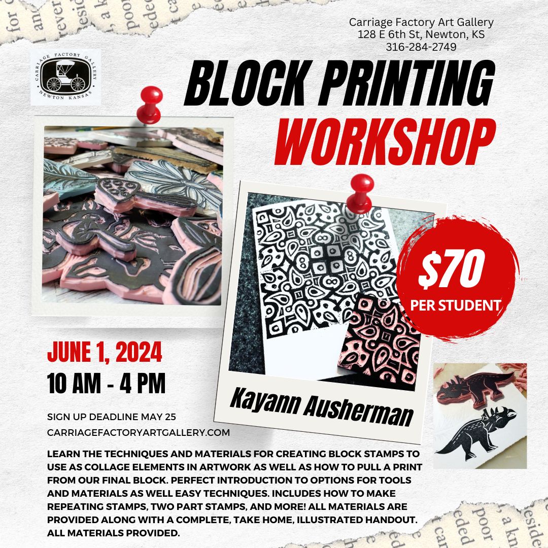 Block Printing Workshop with Kayann Ausherman - Carriage Factory Art ...