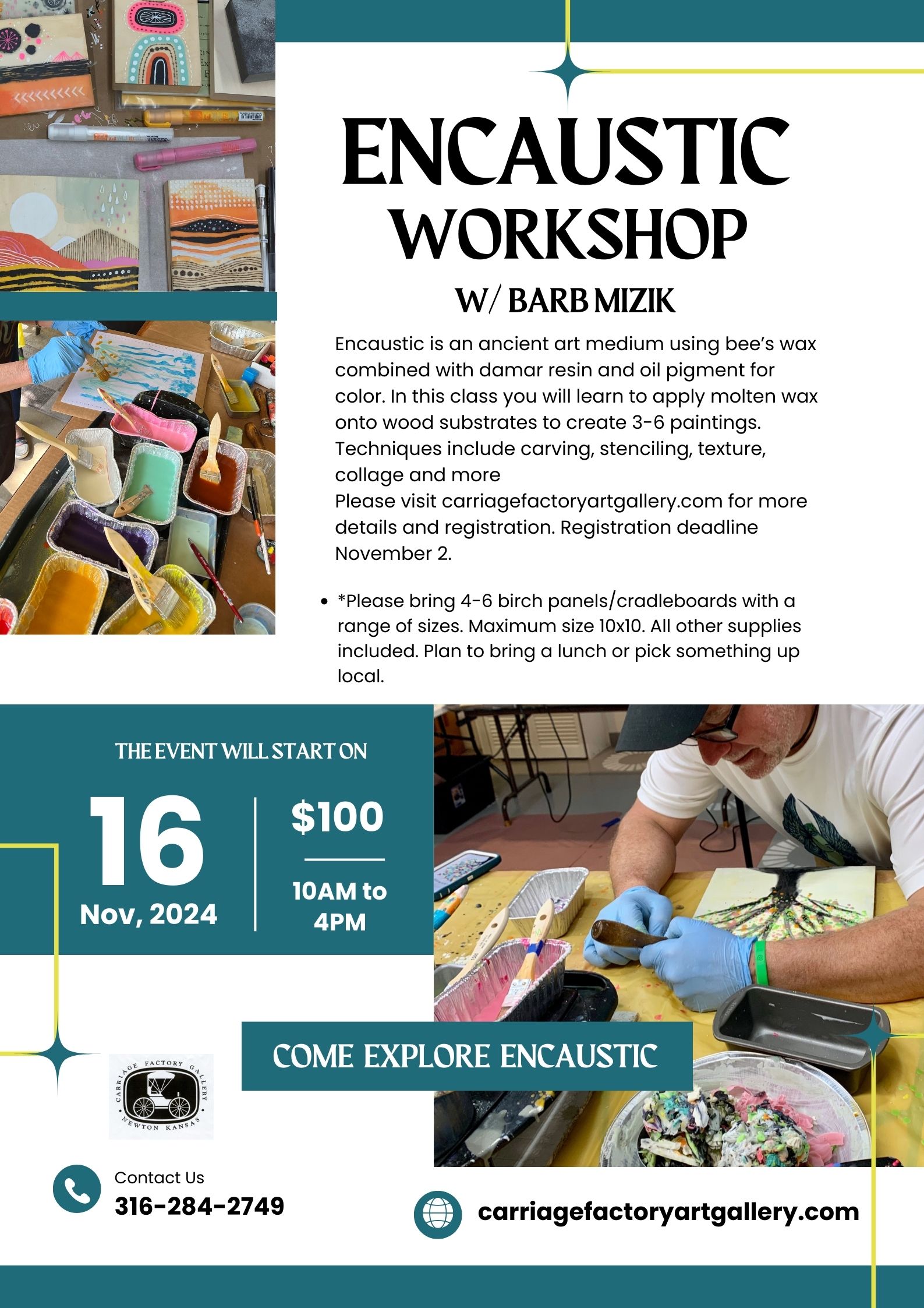 Encaustic Workshop with Barb Mizik - FULL - Carriage Factory Art Gallery