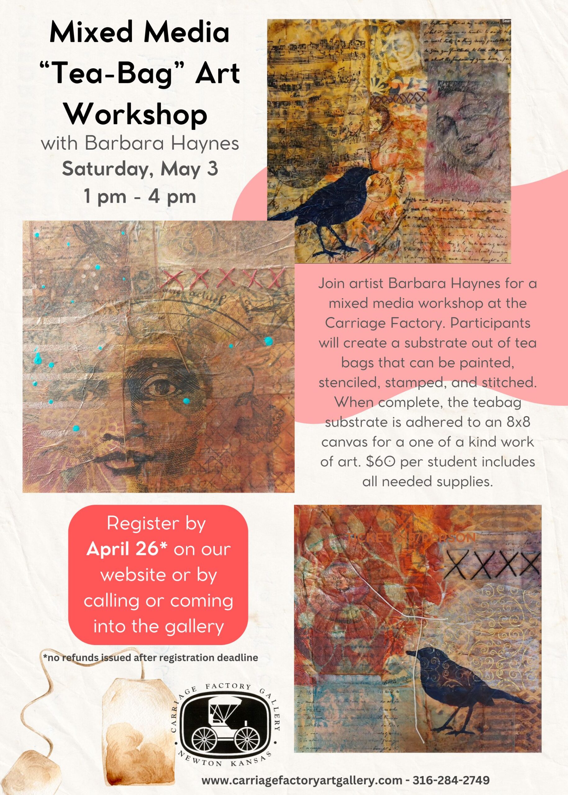 Tea Bag Mixed Media Workshop with Barbara Haynes - Carriage Factory Art ...