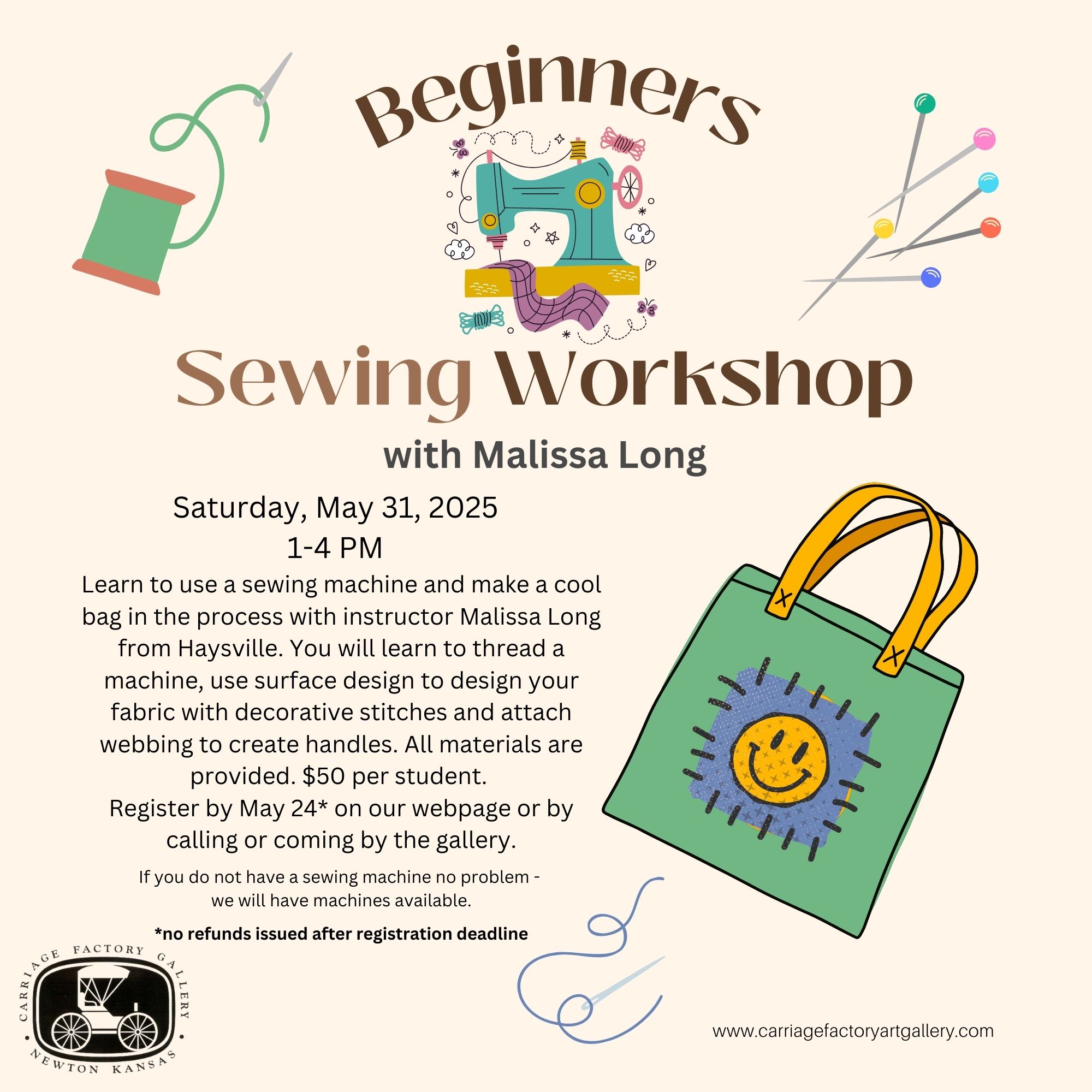 Beginners Sewing Workshop with Malissa Long - Carriage Factory Art Gallery